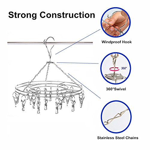 Amagoing Herb Hanging Drying Rack Laundry Drip Hanger with 20 Clips and 10 Replacement for Drying Socks, Baby Clothes, Bras, Towel, Underwear, Hat, Scarf, Pants, Gloves
