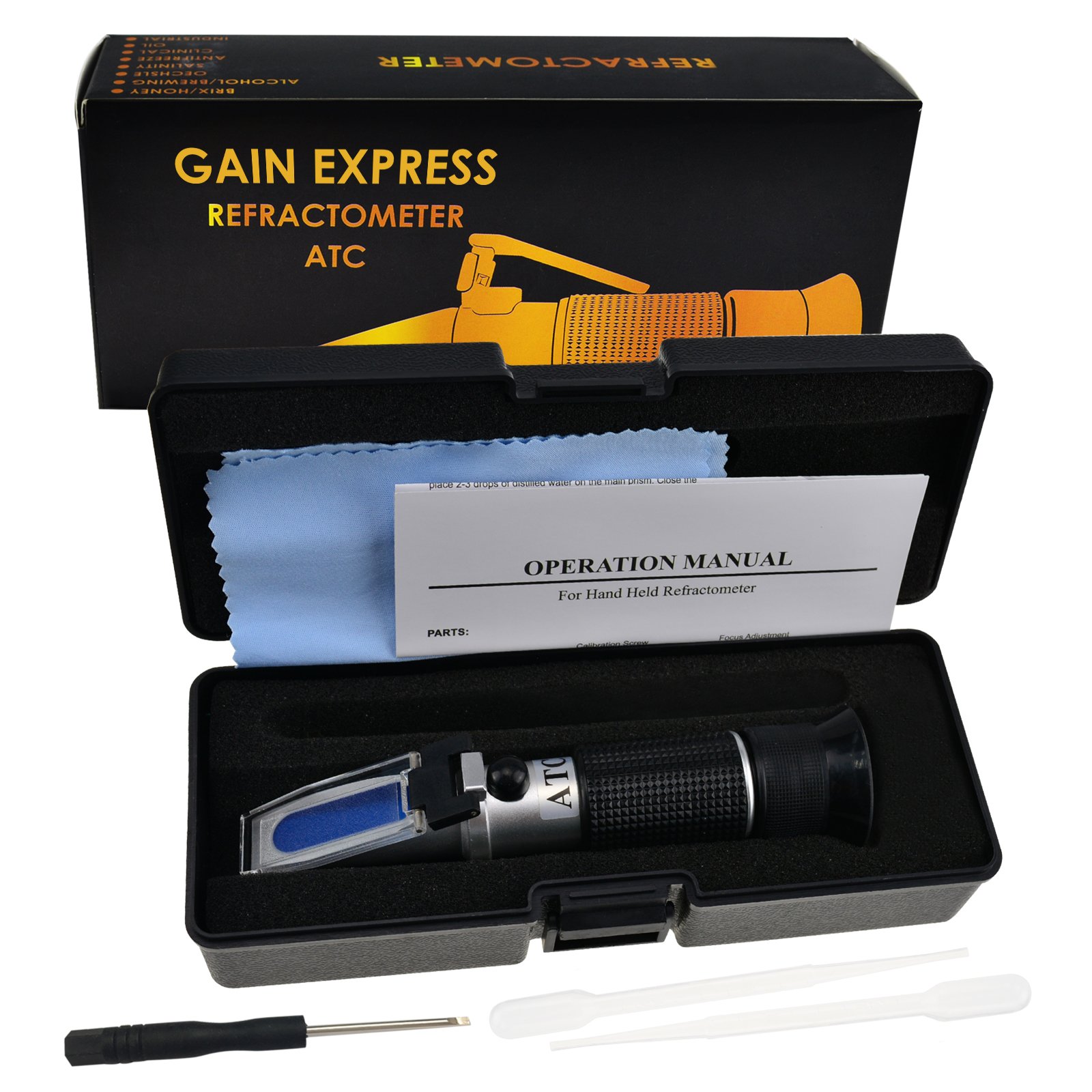 3-in-1 Automotive Battery Antifreeze Refractometer, -60~0°C Ethylene/ -50~0°C Propylene Glycol/ 1.100-1.400 Battery Fluids Specific Gravity, Battery Charge Test Cooling System Coolant Freezing Point