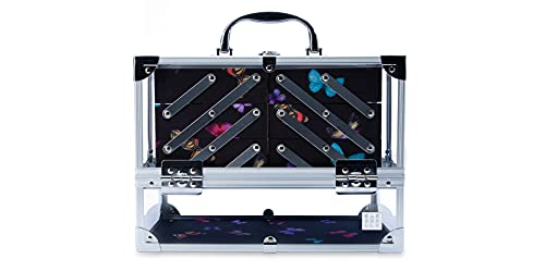Caboodles Neat Freak Train Case | 6-Tray Cosmetic Organizer with Locking Latch, Social Butterfly