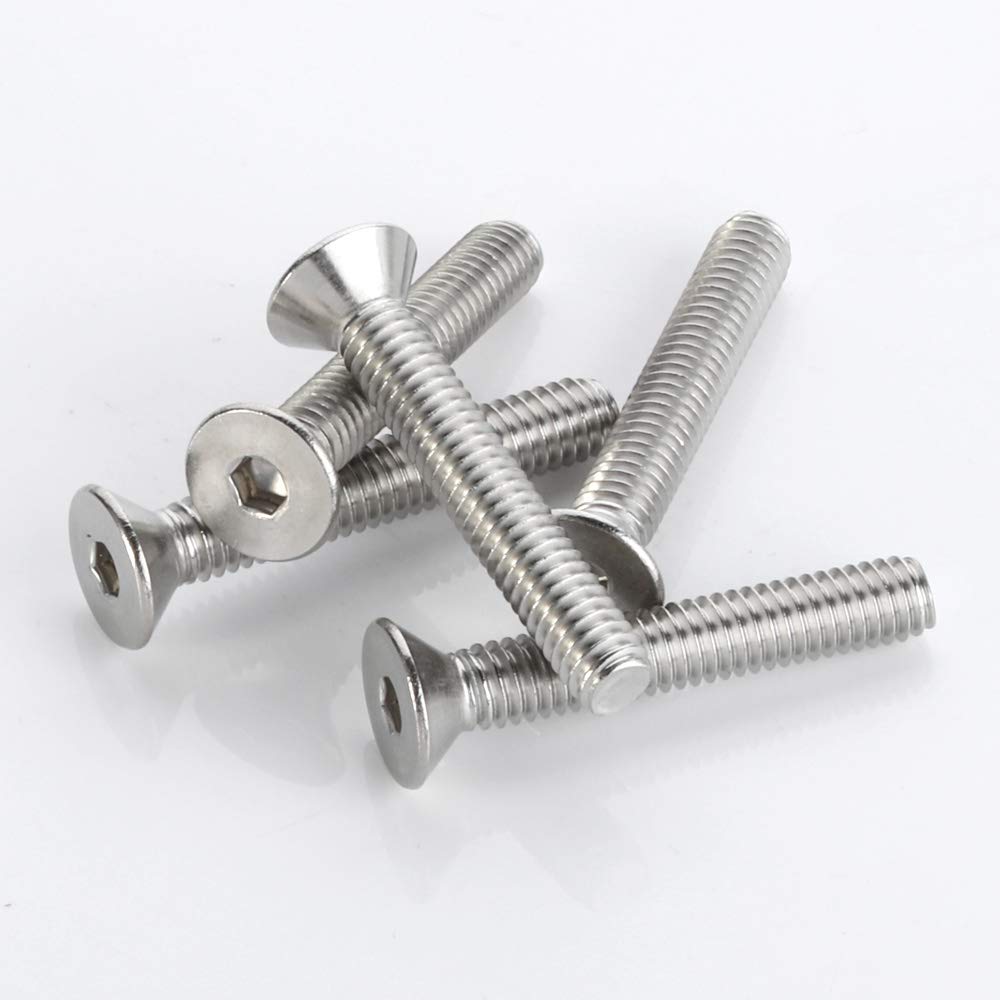 5/16-18 x 1" Flat Head Socket Cap Screws Countersunk Bolts, Allen Socket Drive, Stainless Steel 18-8, Full Thread, Bright Finish, 15 PCS