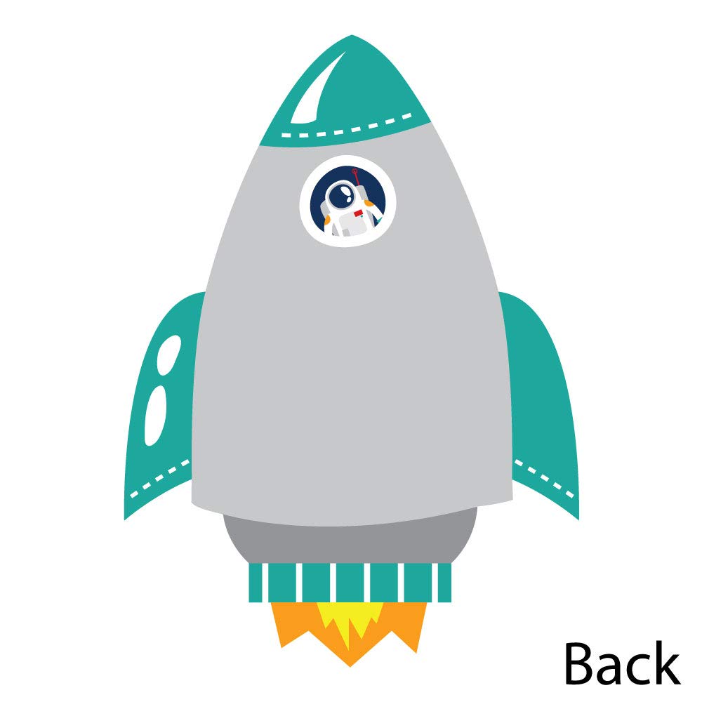 Big Dot of Happiness Blast Off to Outer Space - Shaped Rocket Ship Baby Shower or Birthday Party Thank You Note Cards with Envelopes - Set of 12
