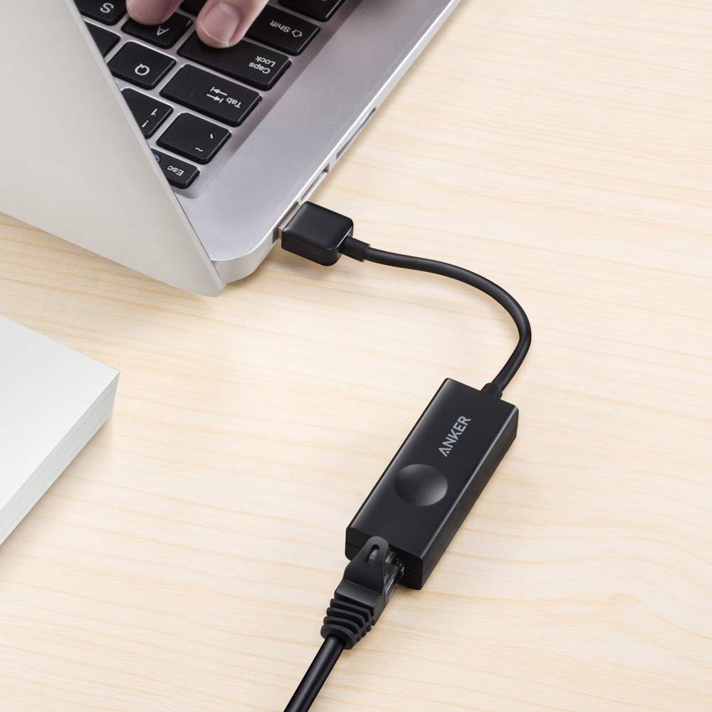 Anker USB 3.0 to RJ45 Gigabit Ethernet Adapter Supporting 10/100/1000 bit Ethernet, Compatible with MacBook Pro 2015, MacBook Air 2017, and More
