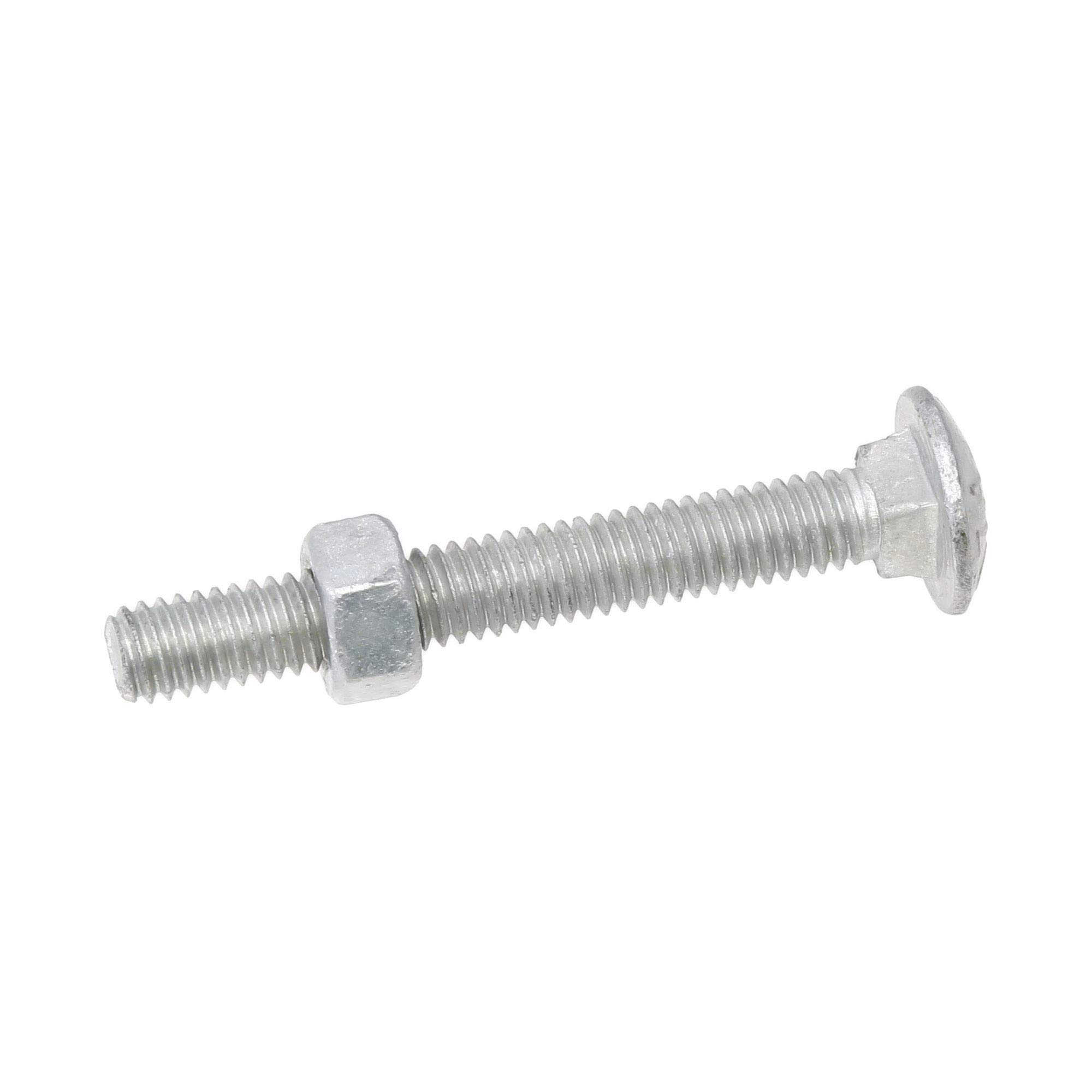 5/16" x 2 1/2" Long Carriage Bolts with Nuts, Galvanized Steel (Set of 25)