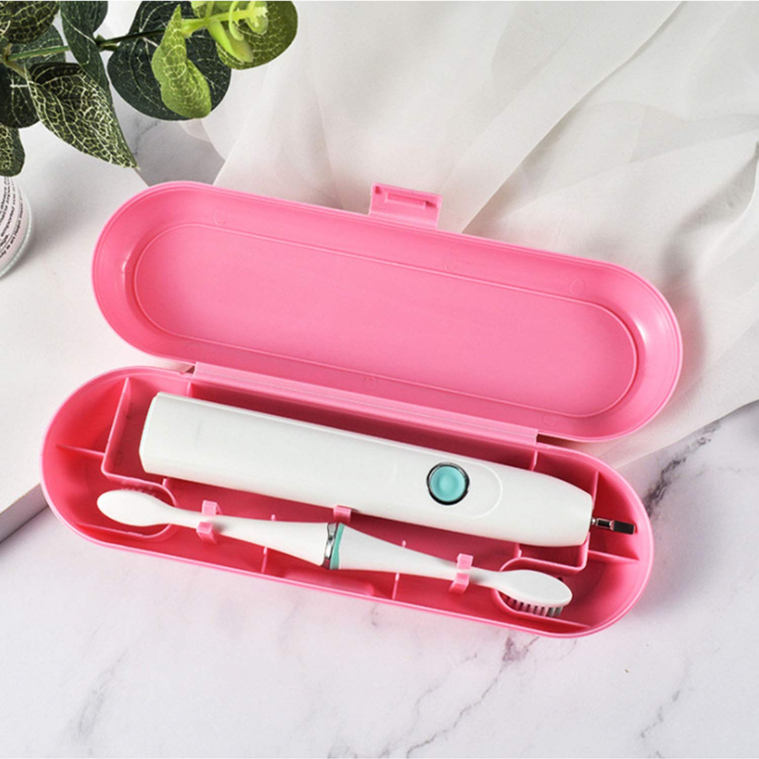 Toothbrush Travel Case with Toothbrush Head Covers for Oral-B Toothbrushes | 8 Pcs Toothbrush Head Covers Compatible with Oral B Electric Toothbrush Heads (Pink)