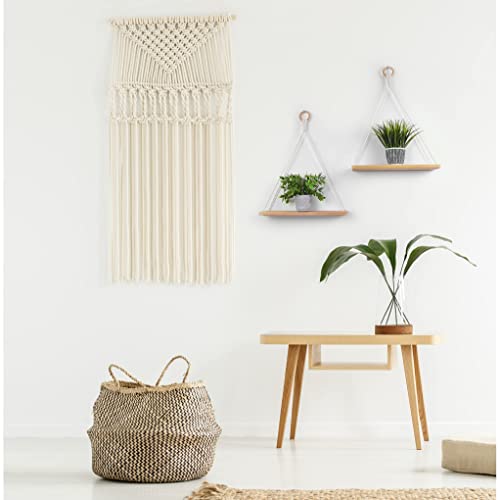 FORESTBARN Hanging Shelves - Set of 2 - Macrame Wall Hanging Shelf - Shelves for Bedroom - Floating Shelves for Wall - Plant Shelf Indoor Wall - Bedroom Wall Decor, Boho Wall Decor ShelvesâŚ