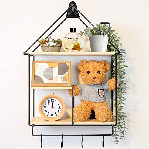 Allinside Floating Shelves Kids Bookshelf Wall Mounted, 3 Tier Hanging Bookshelf Wall Storage Shelves Geometric Home Decor Shelves for Baby Teen Boys Girls Bedroom Bathroom Toy and Decor Storage