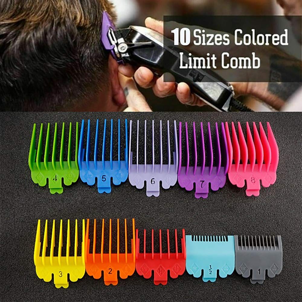 10PCS Guide Combs for Most Hair Clippers,Universal Hair Clipper Limit Comb Guide Attachment Replacement With Clip,Hair Clipper Guide Comb,A