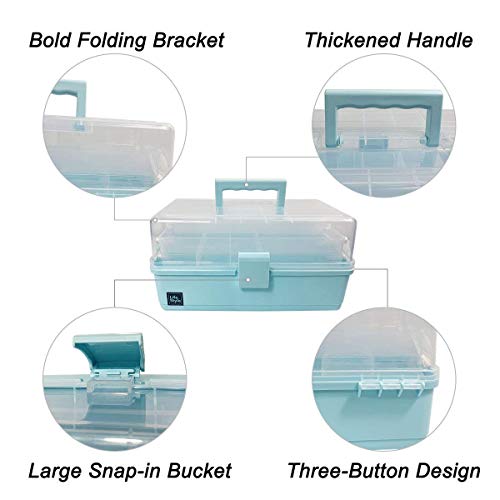WEWLINE Sewing Storage Organizer Box 13-Inch Art Storage Box Craft Organizer 3-Layers with Handle Craft Art Bin Portable for Home School Office Travel