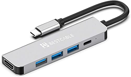BEST CABLE USB C Hub Multiport Adapter - 5 in 1 Portable with 4K HDMI Output, 3 USB 3.0 Ports,USB C 100W PD, Compatible with MacBook Pro, XPS More USB C Devices (1Pack)