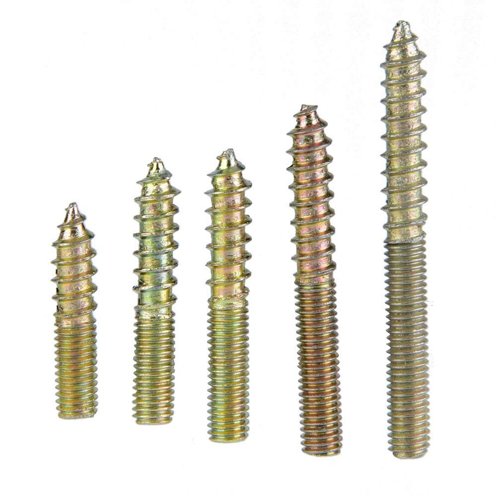 80Pcs M5 Dowel Screw Double Ended Screws Self-Tapping Threaded Bolts Hanger Bolts Studs