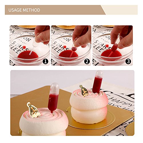 BEARHORN Strawberry Pipettes 4ml Plastic Pipettes Squeeze Dropper Disposable Liquid Dropper Transfer Pipettes, Suitable for Chocolate, Mini Cakes, Ice Cream, Strawberries (100 Pcs)
