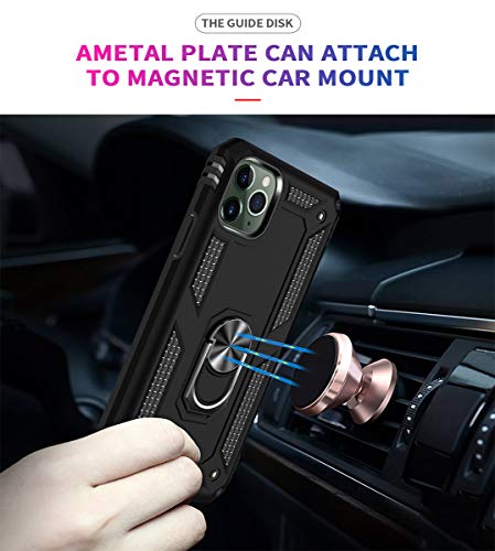 ADDIT Phone Case for iPhone 11 Pro,Military Grade Protective iPhone 11 Pro Cases Cover with Ring Car Mount Kickstand for iPhone 11 Pro - Black