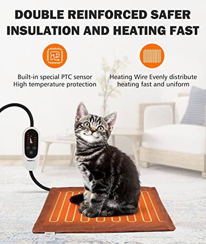 BurgeonNest Pet Heating Pad for Dogs Cats with Timer, 28" x 16" / 18" x 16" Upgraded Electric Heated Dog Cat Pad Temperature Adjustable Pet Bed Warmer Blanket Mat Auto Power-Off