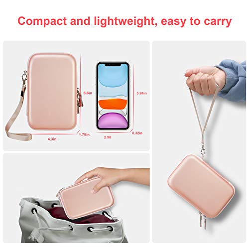 Canboc USB Hub Organizer Case USB C Hub Adapter USB Splitter USB Extender Holder for Anker Hiearcool UGREEN LENTION Multi USB Port Drives, Mesh Pocket fit Flash Drive Macbook Air Pro Charger,Rose Gold