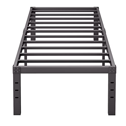 Bednowitz Twin Bed Frames, 18 Inch High Metal Bed Frame, Noise-Free Platform Bed No Box Spring Needed, 4000lbs Heavy Duty Support Mattress Foundation, Easy Assembly, Black