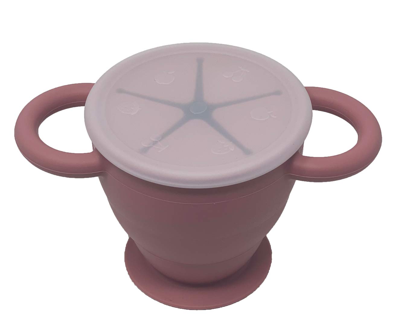 BraveJusticeKidsCo | Snack Attack II Snack Cup | Collapsible Silicone Snack Container | Toddler and Baby Snack Catcher Lid (Dusty Rose)