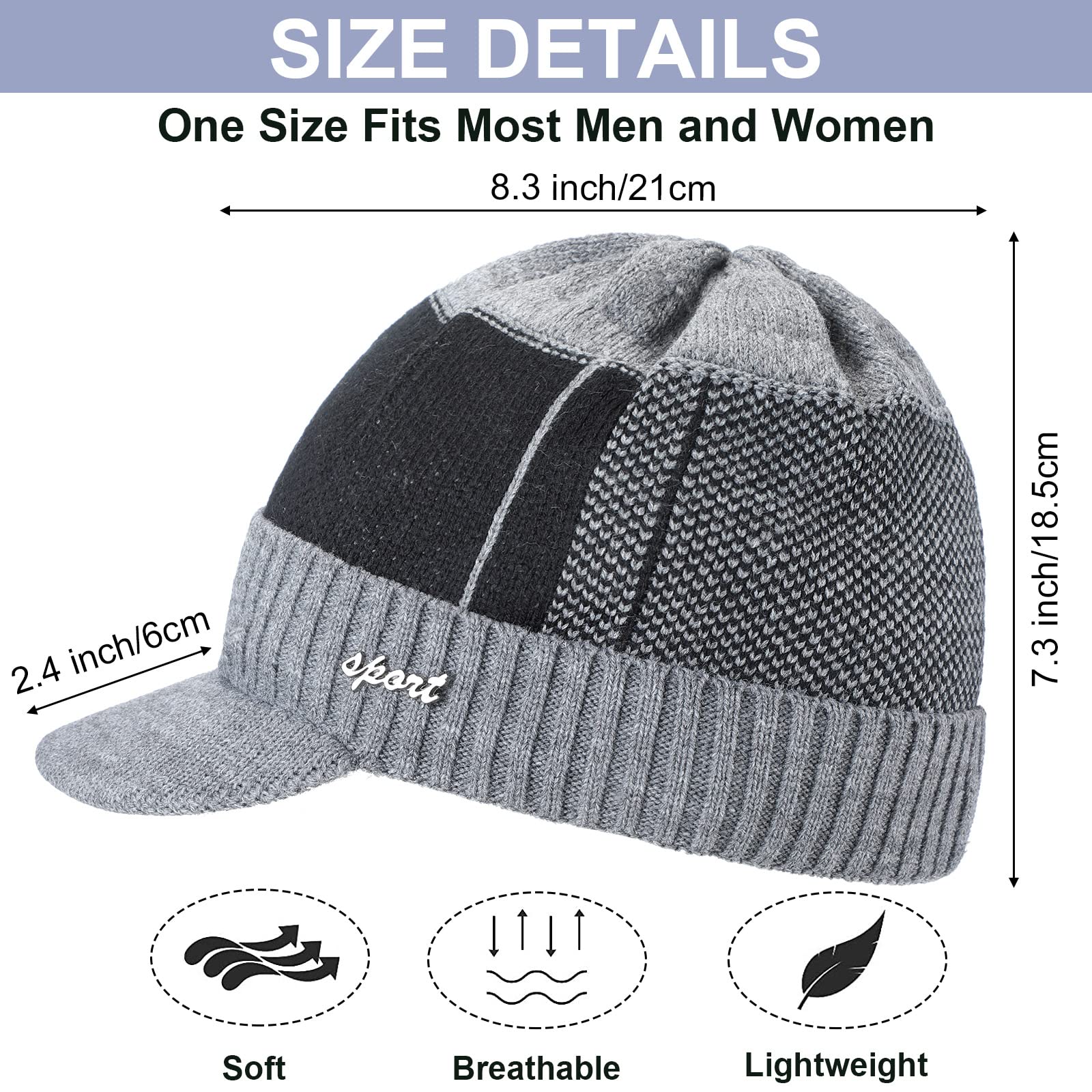 12 Pcs Winter Hat Scarf Gloves Set Winter Slouchy Skull Cap Knit Hats Winter Touch Screen Gloves Neck Warmer (Stylish)