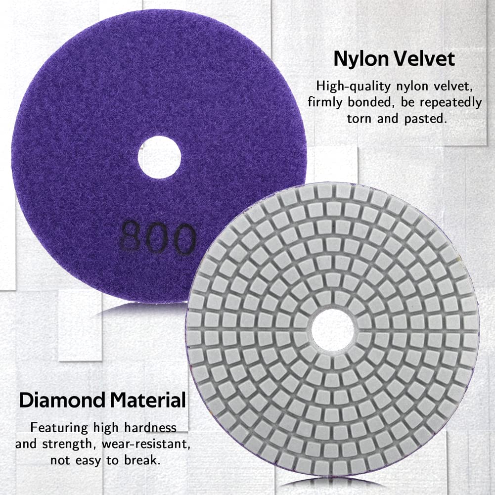 16Packs Diamond Polishing Pads Set, 4inch Dry/Wet Polish Pad Kit , 50#-10000# Grit Pads with Back Holder, for Drill Grinder Polisher, FOR Granite Concrete Countertop Marble Stone(size:16pcs/set)