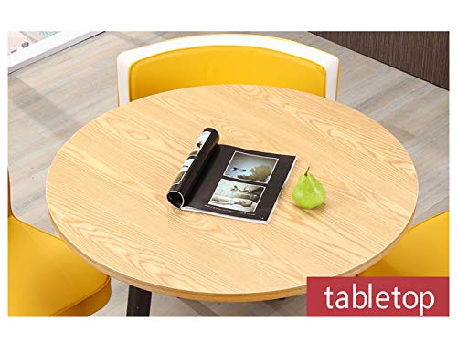Dining Table & 4 Chairs, Compact Kitchen Table Set Bedroom Adults Commercial Restaurant Leather Seat Chair Round Small Wood Table Metal Frame Home Kitchen Office Negotiation Meeting (Color : Yellow)