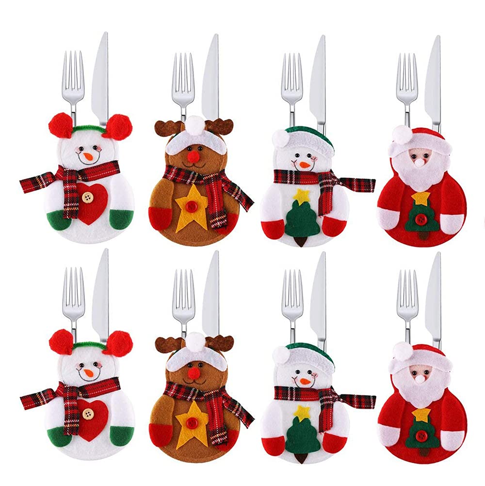 12 Pack Christmas Tableware Holders Suit, Messar Silverware Holders Pockets Pouches Set Flatware Holders Knife and Fork Cutlery Bags Kitchen Storage Tool for Christmas Party Table Decoration