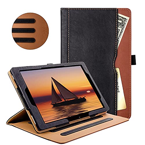 Grifobes All New Kindle Fire HD 10 Tablet & Fire HD 10 Plus (11th Generation,2021 Released) Case, Smart Auto Sleep/Wake Multi-Angle Stand Folio Cover with Stylus Holder/Pocket (Black+Brown)