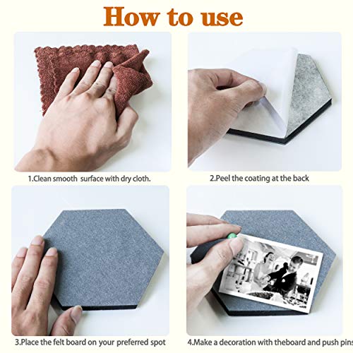 Soyizom Felt Pin Board Self Adhesive Board for Photos | Notice | Memos | Display,Thickened Bexagonal Bulletin Board Decorative Pin Board Pads for Offices School Wall Decor(7 Pcs/Set,Cement-Grey)