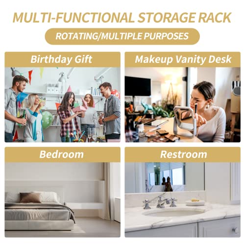 360° Rotating Makeup Organizer, Bathroom Makeup Carousel Spinning Holder Rack, Large Capacity Cosmetics Storage Box Vanity Shelf Countertop, Fits Cosmetic, Perfume (Transparent 3 Layers)