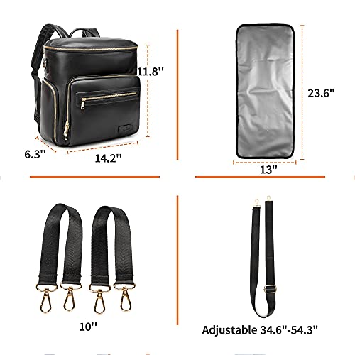 Ezgnuk Leather Diaper Bag Backpack, Travel Back Pack,Large Capacity Maternity Baby Nappy Organizer with USB Charging Port…