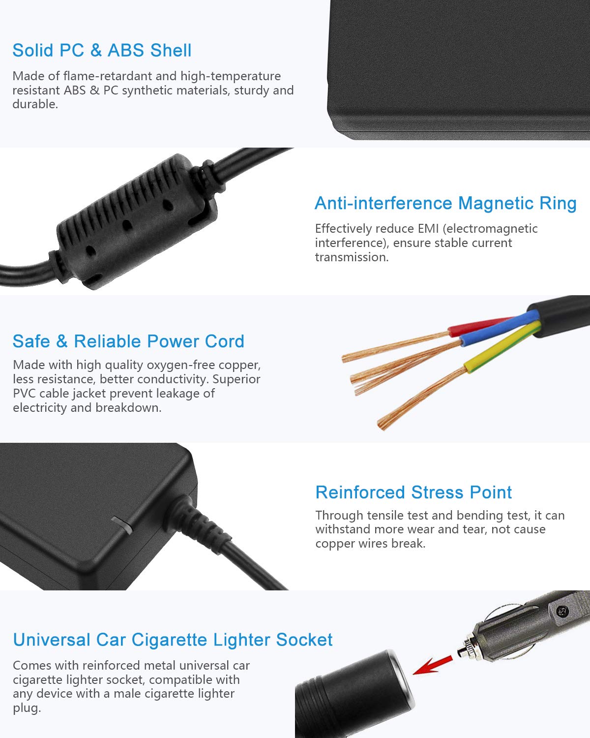 ALITOVE AC to DC Converter 12V 8A 96W, 100V-240V to 12V Power Supply Adapter Car Cigarette Lighter Socket, AC/DC Transformer for Portable Cooler Warmer, Massage Coushion,Other Car Devices Under 96W