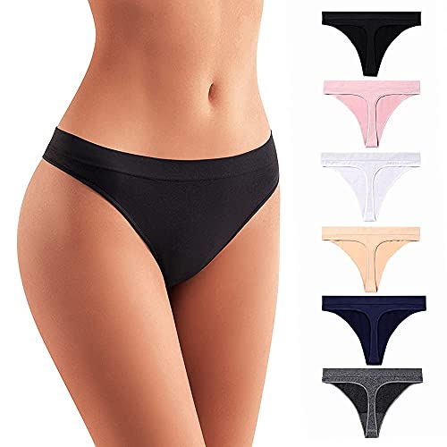 6 pack No Show thong pack for women thongs for women seamless thongs for women pack thong underwear women Multicolor