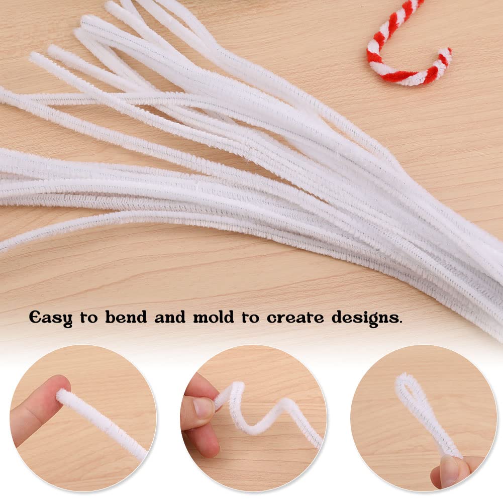 130 PCS Pipe Cleaner Chenille Stem,White Pipe Cleaner for Crafts Handy Disposable Cleaning Tool - 6mm x 12" for DIY Art Craft Decorations