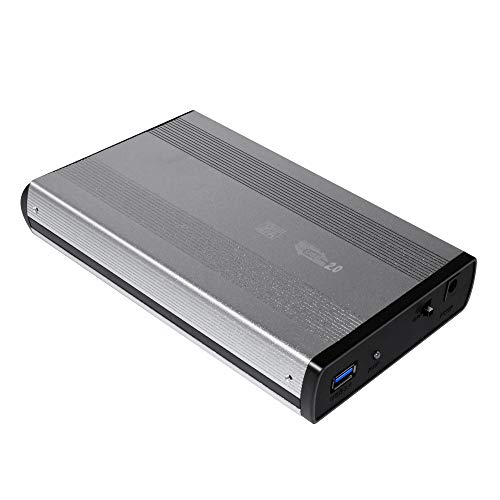 3.5 inch HDD External Case USB 2.0 to SATA External 3.5 Hard Drive Enclosure Disk for 3.5 SATA HDD External Storage Box with Aluminum Case (USB2.0-Silver)