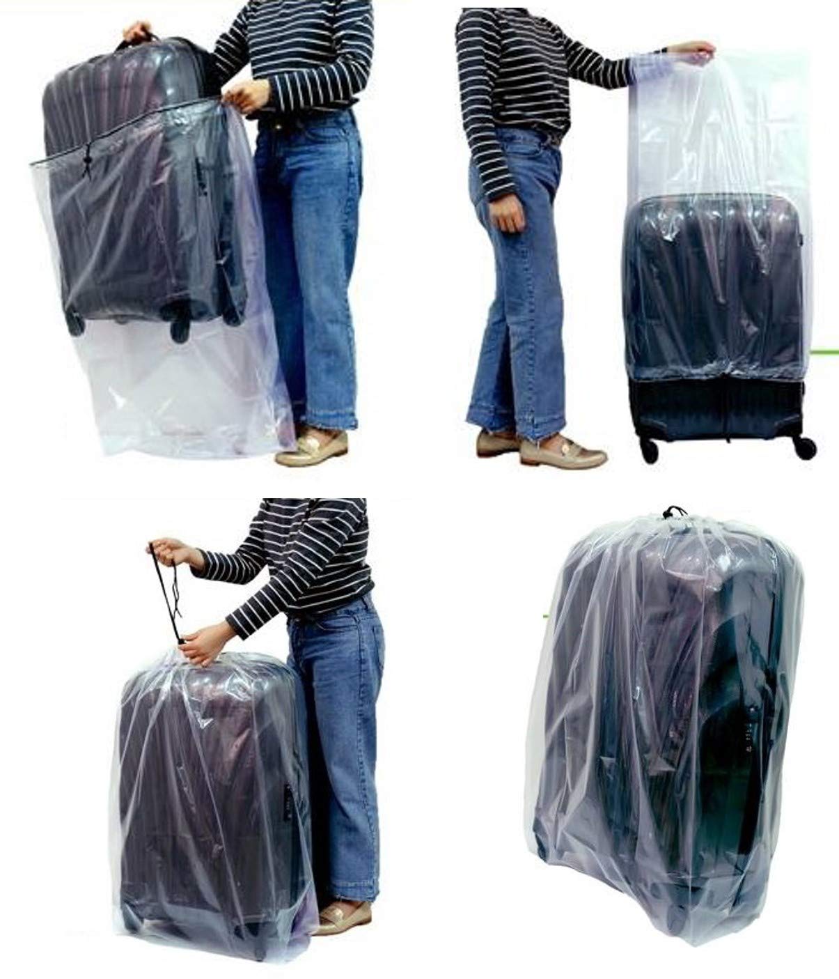 4 pieces of Dust Cover Big Plastic Drawstring Bags Multi-Purpose for Storage and Keeping Luggage, Big Dolls, Blankets, Pillows, Suitcase Good for Household Organizing Reusable (M (79x98 cm))