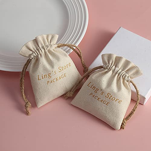 100pcs Jewelry Drawstring Bag for Wedding Christmas Gift Pouches Cotton Jute Velvet Storage Bags Earrings Display Print Logo