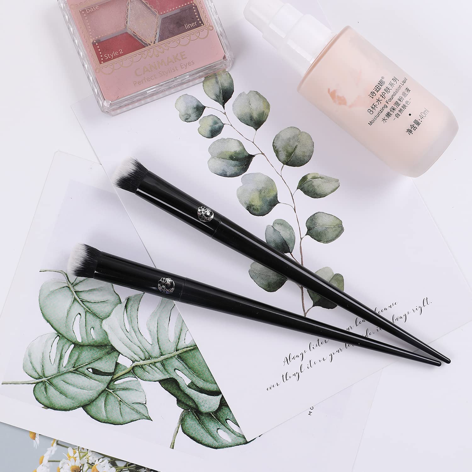 ENERGY Precision Concealer Brush Under Eye Nose Contour Foundation Brush for Liquid Cream Foundation Powder Eyebrow Concealer Blending Baking Buffing Vegan Premium Synthetic Makeup Brush Black