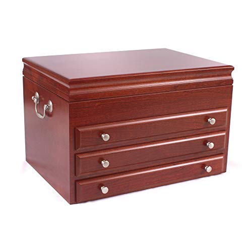 American Chest Co. #J03C Majestic- 3 Drawer Jewelry Chest, Solid Cherry, Made in the USA, Heritage Cherry finish