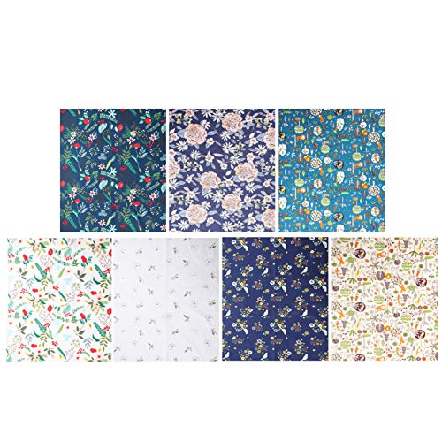 EXCEART 7Pcs Cotton Fabric Bundle Rustic Forest Series Quilting Sewing Fabric Patchwork Cloths Sheets for DIY Crafts Handmade Bags Bow Making Cloth 40x50cm (Assorted Color)