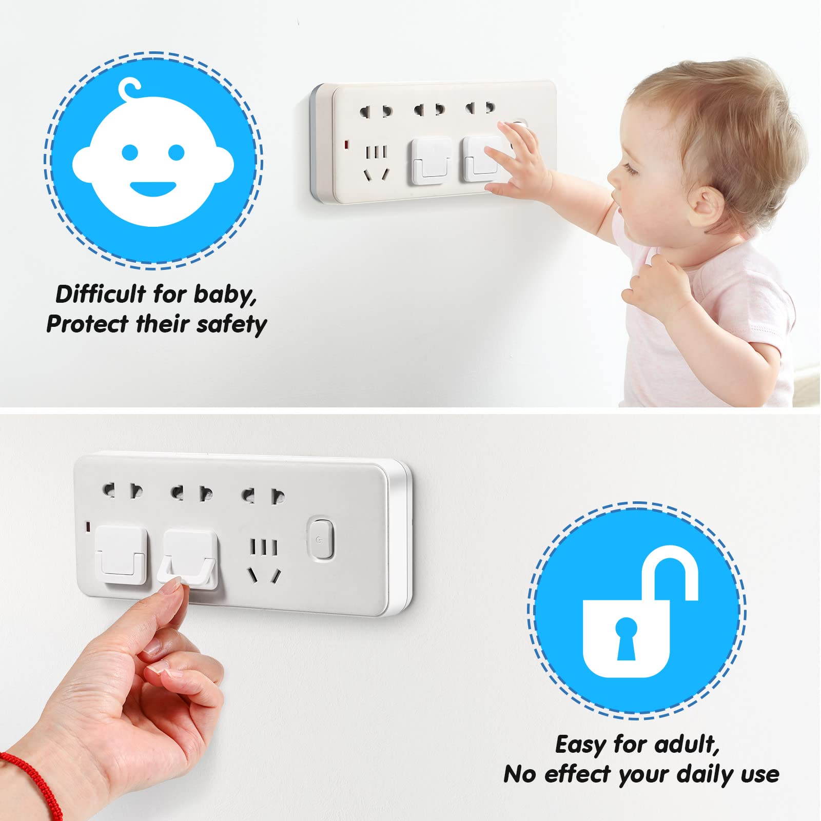 100 Pack Outlet Covers Baby Proofing Plug Covers 3 Prong Child Proof Electrical Outlet Covers Plastic Safety Plug Protector with Hidden Pull Handle for Home, Office, Garage, Hotel