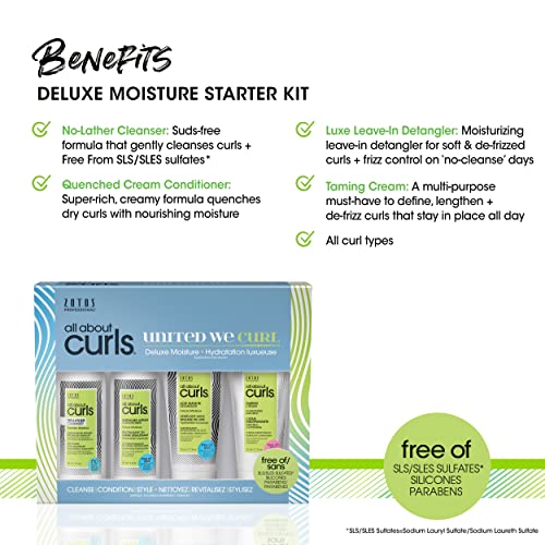 All About Curls Deluxe Moisture Starter Kit | 4-Piece Set | Curly Hair Products | Cleanse, Condition, Moisturize, Define | All Curly Hair Types | Vegan & Cruelty Free | Sulfate Free