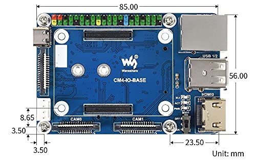 BFab for All Version Raspberry Pi Compute Module 4,CM4-IO-BASE-Acce B with CM4-IO-BASE-B Board and USB HDMI Adapter, Mini Base Board (B) with Raspberry Pi 40PIN GPIO Header Onboard Multiple Connector