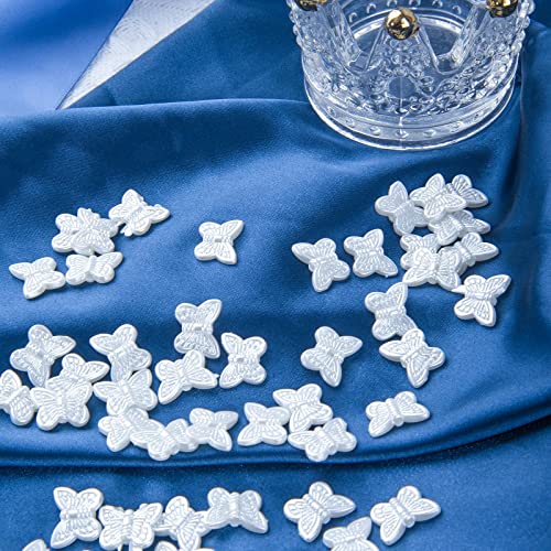 200 PCs ABS Imitation Pearl Beads - 10mm White Butterfly Star Heart Bowknot Beads - Aesthetic Beads for Jewelry Making Bracelets Necklace