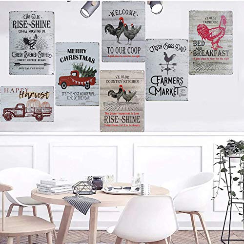 Farm Fresh Nuggets Squeezed Daily Chicken Metal Tin Sign Wall Plaque for Home Kitchen Bar Coffee Shop 8x12 Inch