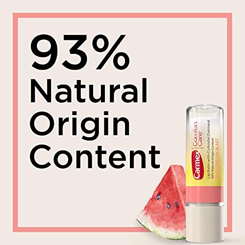 Carmex Comfort Care Lip Balm Sticks with Colloidal Oatmeal, Watermelon Blast Flavor, 6 Count (3 Packs of 2)