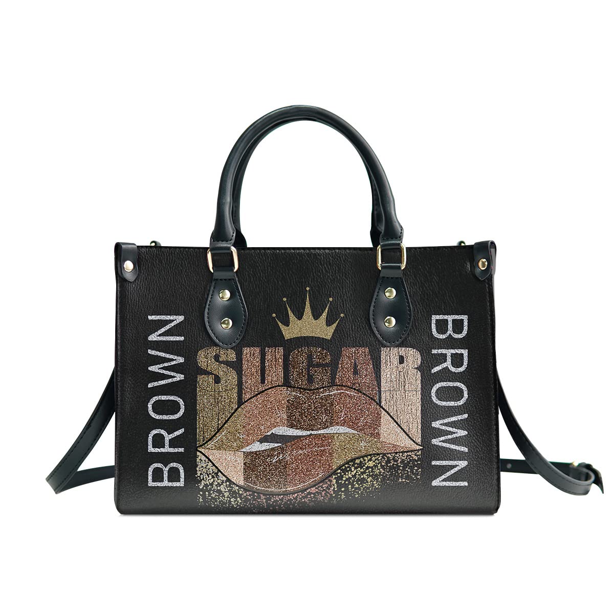 64HYDRO Black Women Gifts, Vintage Black Queen Purses for Women, Shoulder Bag Handbags for Women, Valentines Day Gifts for Her, Gifts for Sisters, Daughter, Mom, Friends, Travel Work Leather Bag
