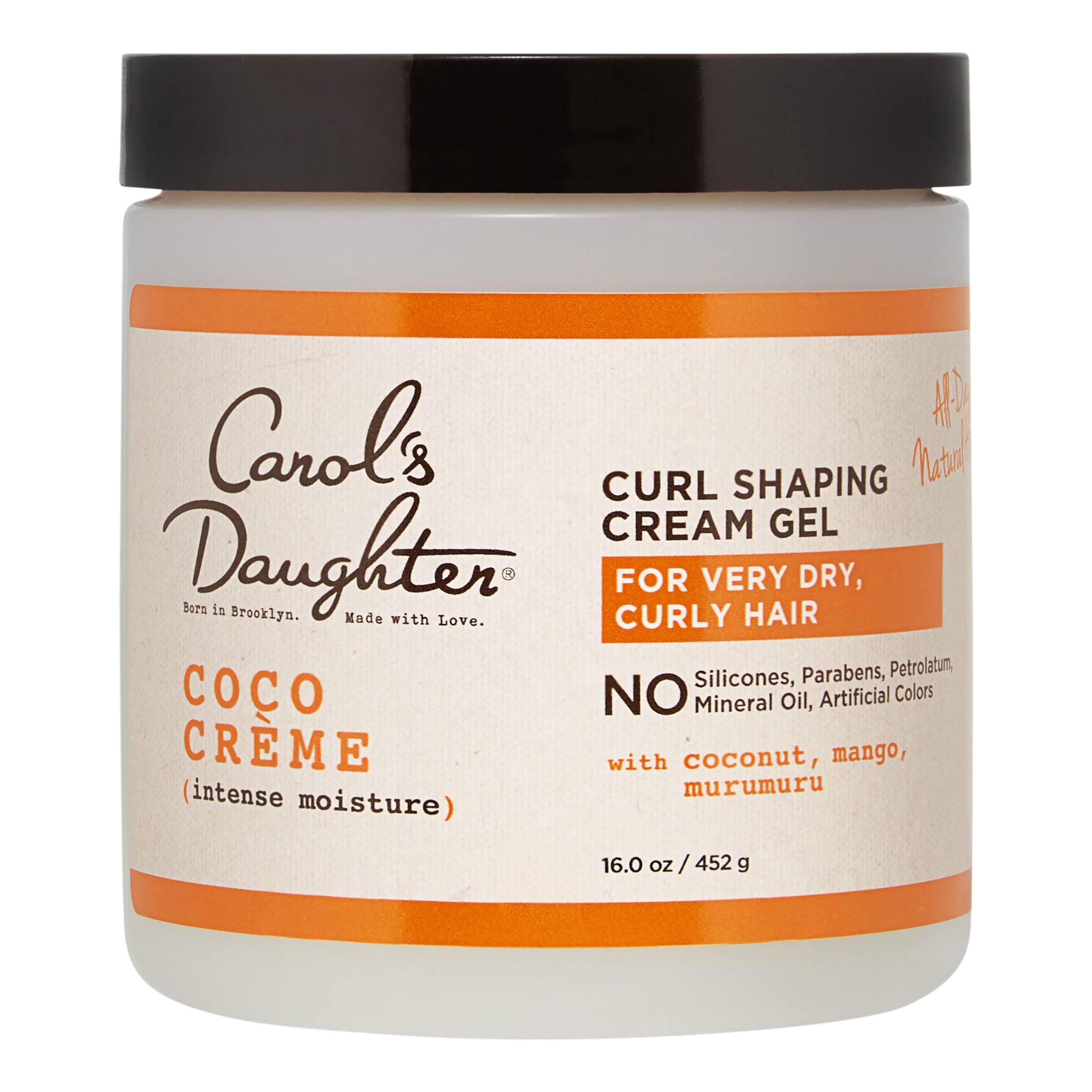 Carolâs Daughter Coco Creme Curl Shaping Cream Gel, with Coconut Oil, Coconut Milk, Silicone Free, Paraben Free Hair Gel for Curly Hair , Mineral Oil Free, for Very Dry Hair, 16 Oz