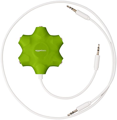 Amazon Basics 5-Way Multi Headphone Audio Splitter Connector, Lime Green
