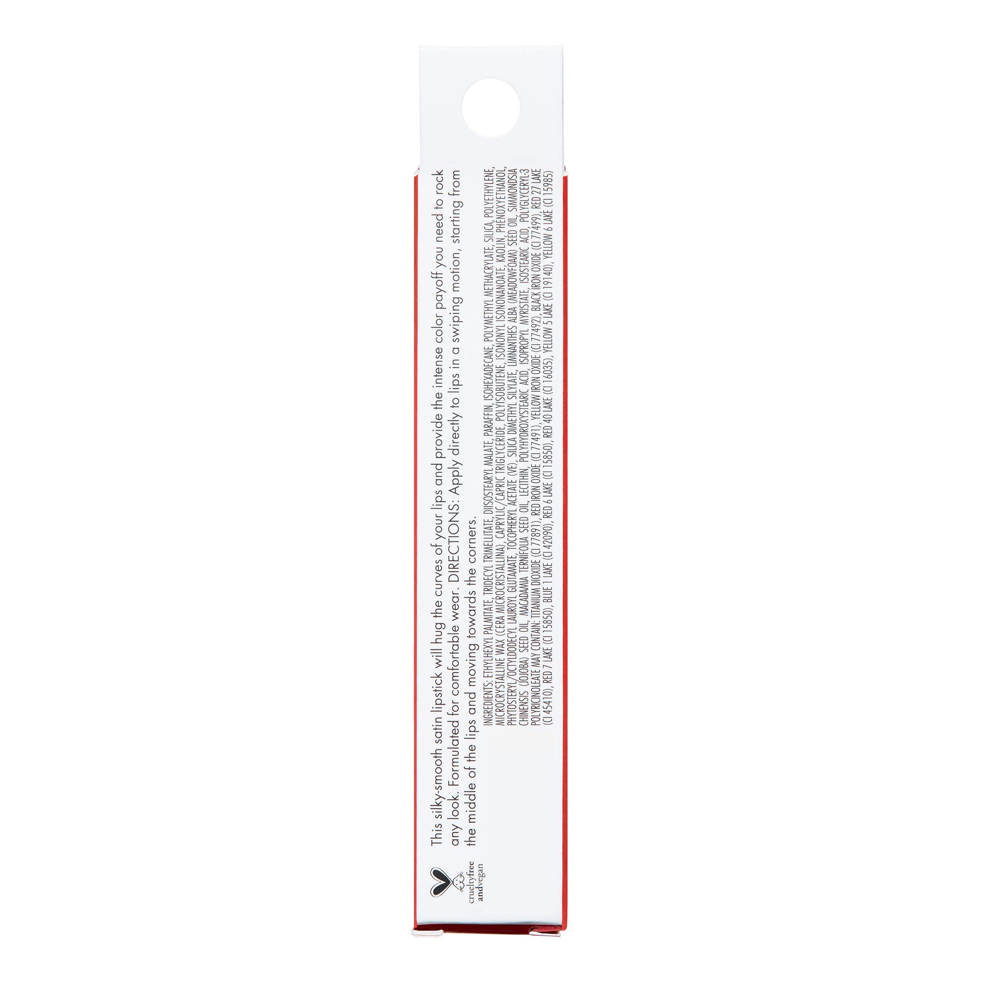 e.l.f. SRSLY Satin Lipstick, Silky, Smooth, Pigmented, Long Lasting, Provides Intense Color Payoff, Pepper, 10 Shades, Easy To Apply, 0.12 Oz