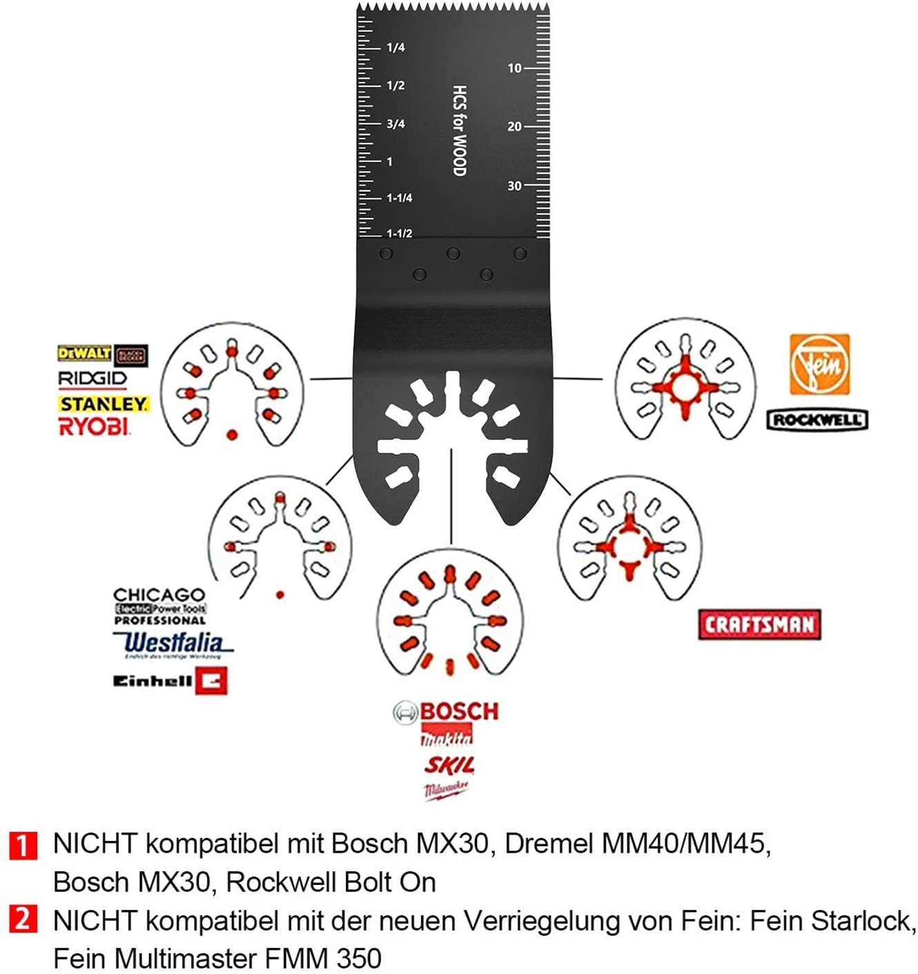 65 PCS Professional Wood/Bi-Metal Oscillating Saw Blades Universal Quick Release Multitool Tool Blade Set Compatible with Bosch, Craftsman, Fein, Ridgid and More