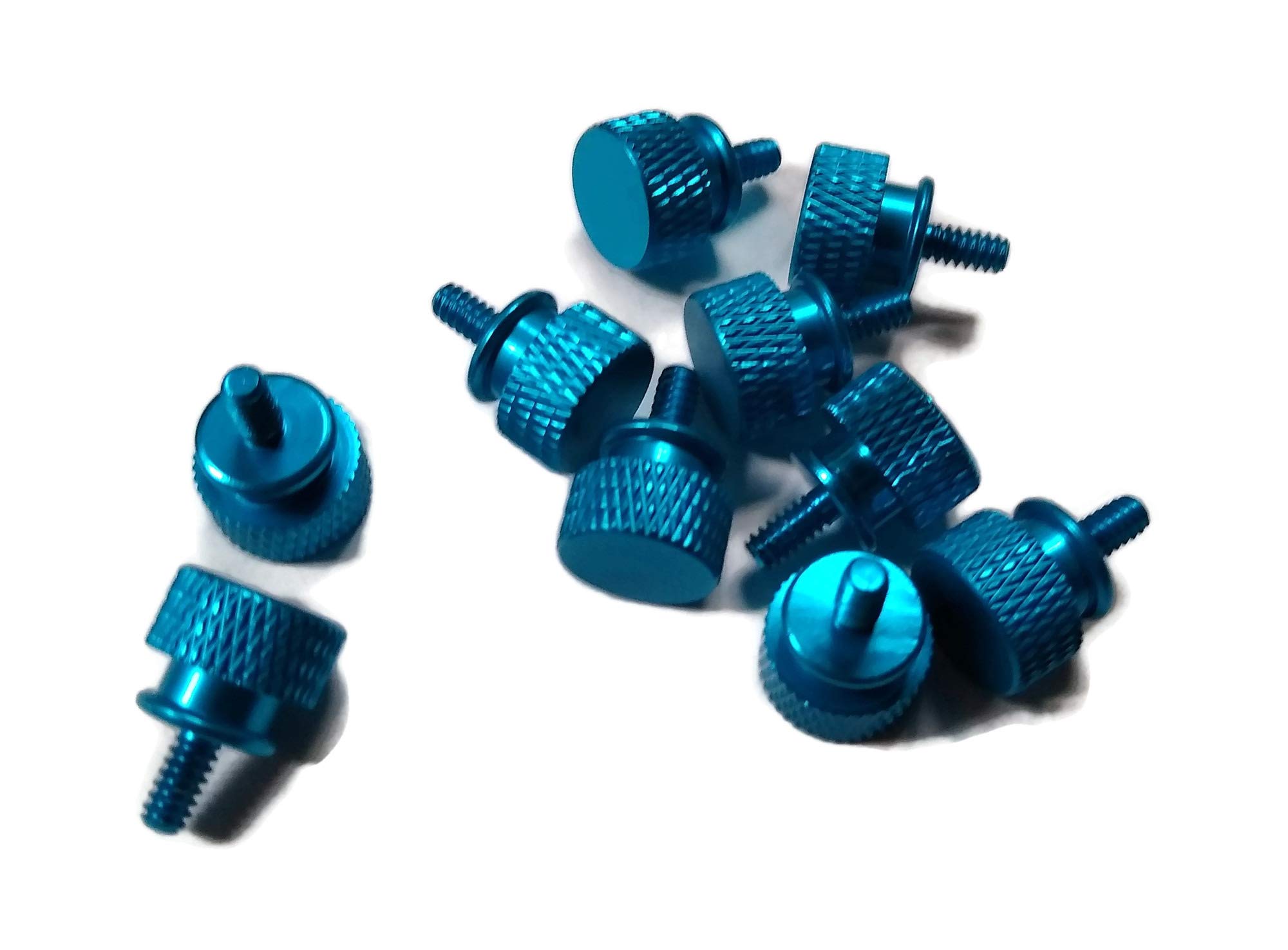 Primeonly27 10x Anodized Aluminum Computer Case Thumbscrews 6-32 Thread Computer Cover Power Supply PCI Slots Hard Drives DIY Teal Blue