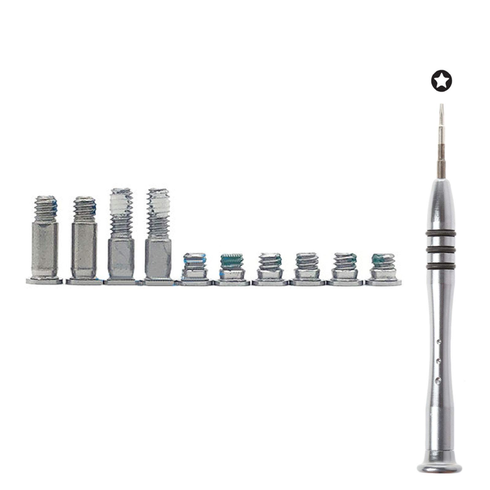 Bfenown Replacement 10pcs/Set Bottom case Screws + 1pcs 5 Point Pentalobe Screwdriver for MacBook Air 13” A1932 Retina 2018 2019, A2179 2019 2020 Years MC 3302, A2337 M1 GPU EMC 3598 2020 (Silver)